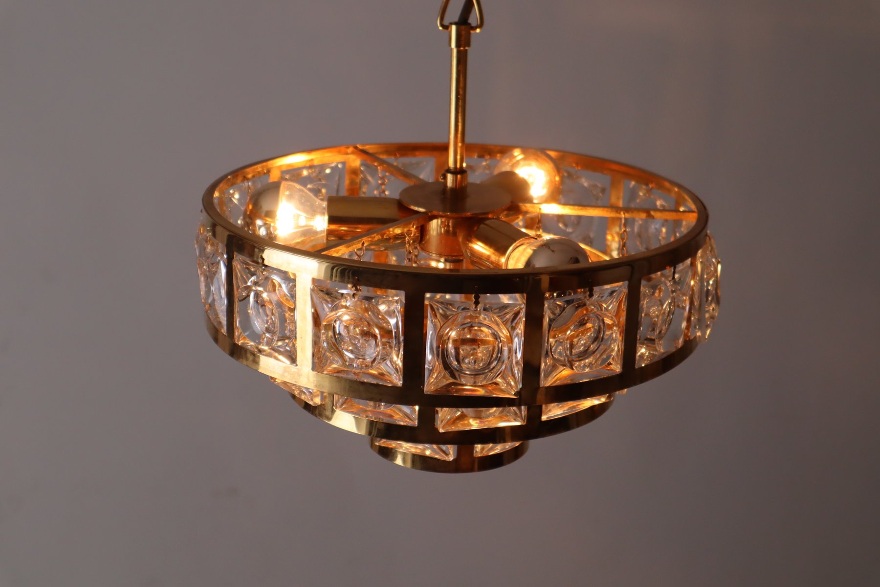 Crystal Candlestick Gold Scone from Palwa, 1980s for sale at Pamono