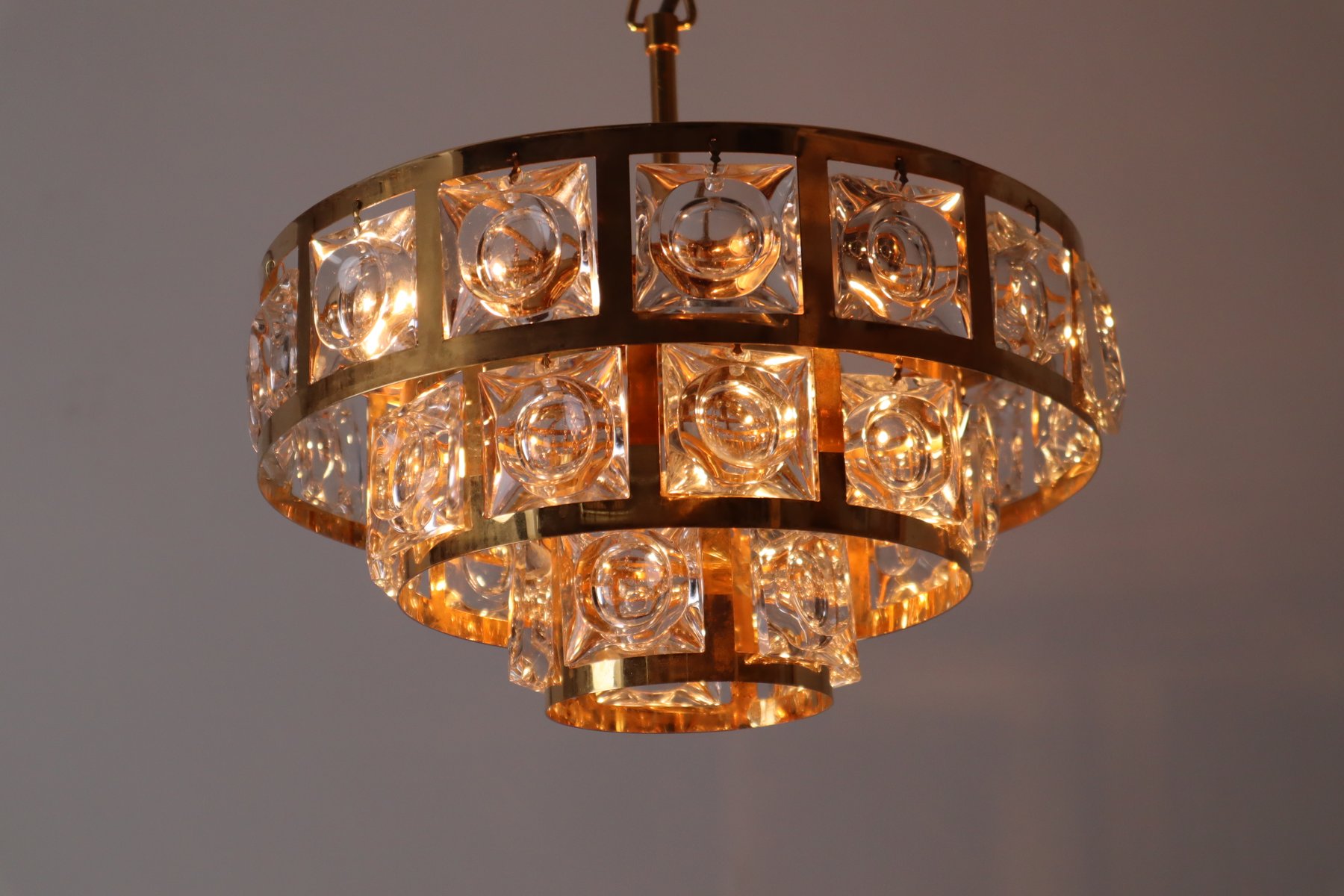 Crystal Candlestick Gold Scone from Palwa, 1980s for sale at Pamono