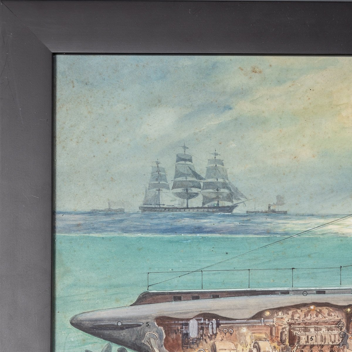 Charles John De Lacy, Warship Illustrations, Late 19th or Early 20th Century, Oil Paintings on ...