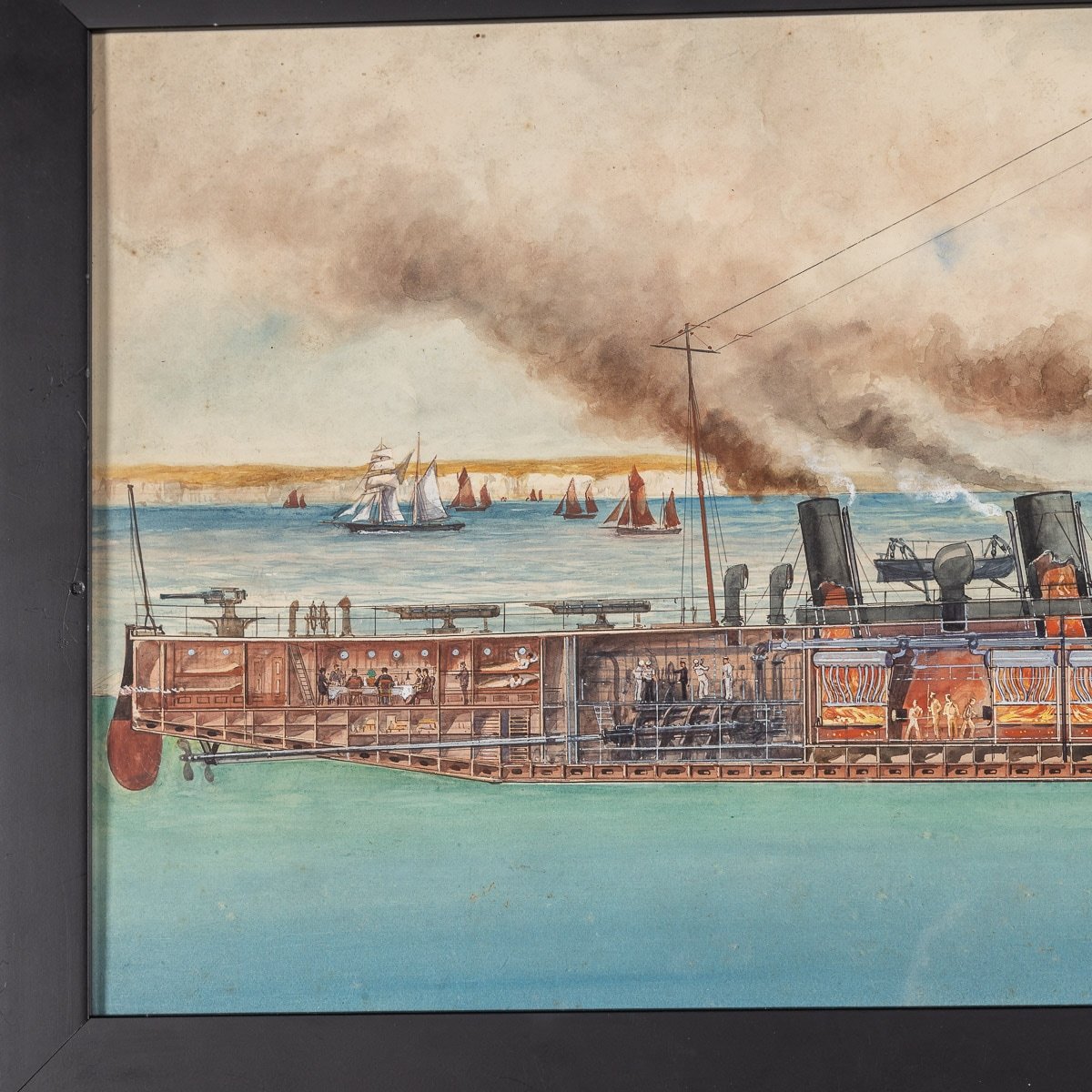 Charles John De Lacy, Warship Illustrations, Late 19th or Early 20th Century, Oil Paintings on ...