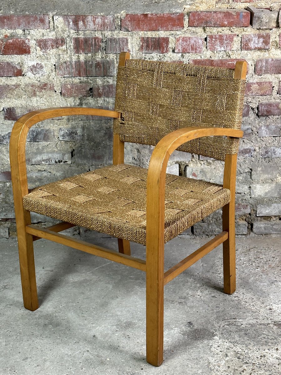 Dutch Rope and Wood Lounge Chair from Vroom & Dreesman, 1960s for sale ...