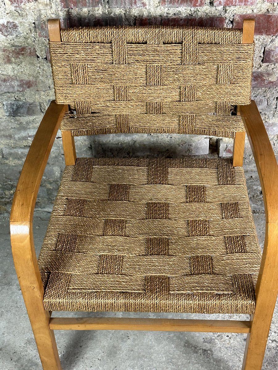 Dutch Rope and Wood Lounge Chair from Vroom & Dreesman, 1960s for sale ...