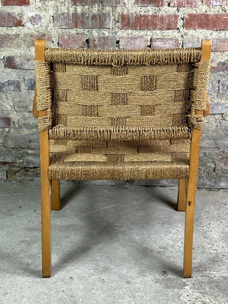 Dutch Rope and Wood Lounge Chair from Vroom & Dreesman, 1960s for sale ...