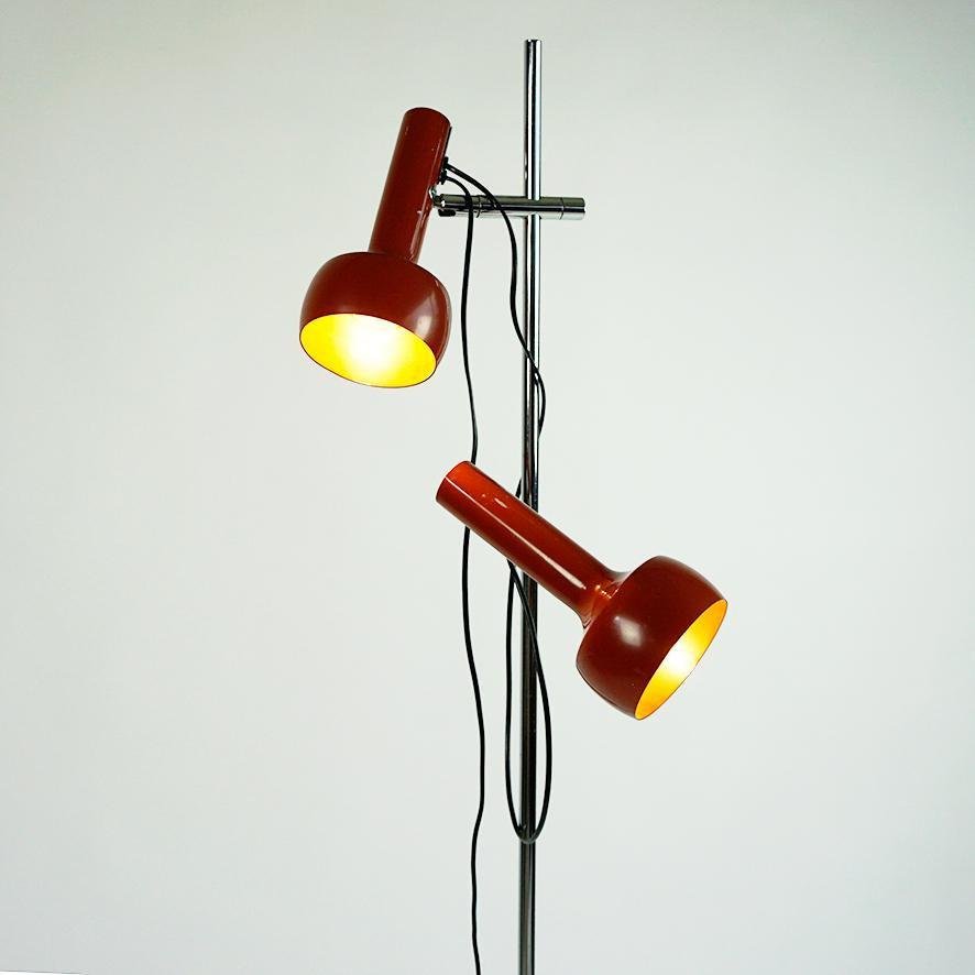 Space Age Orange Chromed Spot Floor Lamp attributed to Swiss Lamps ...