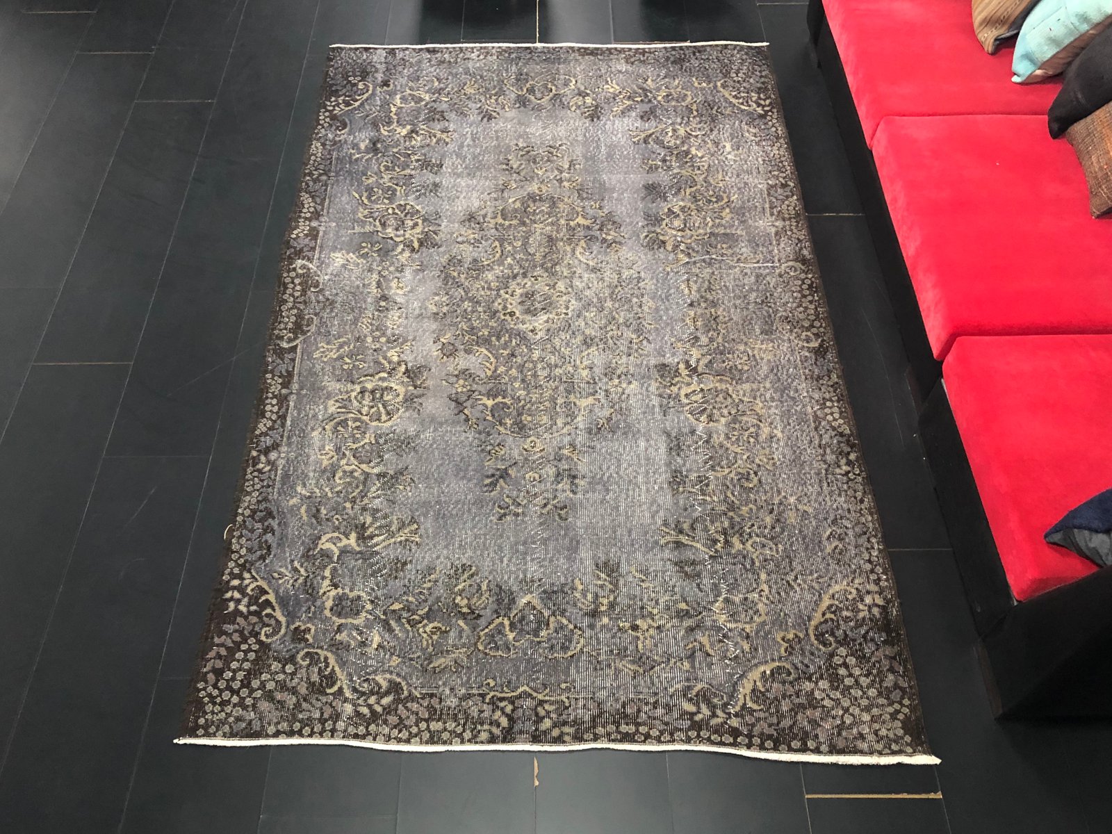 Turkish Gray Faded Over Dyed Neutral Rug for sale at Pamono