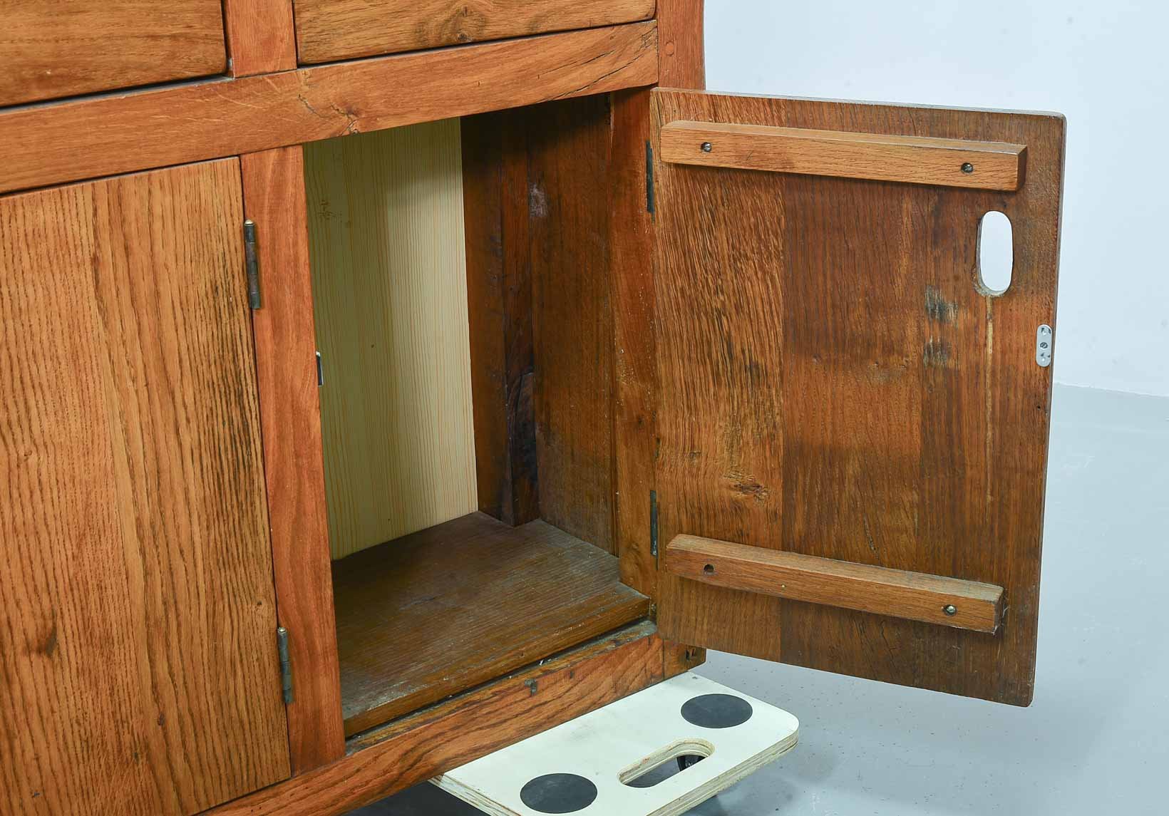 Brutalistic Dutch Oak Stokkenkast Cheese Shelf for sale at Pamono