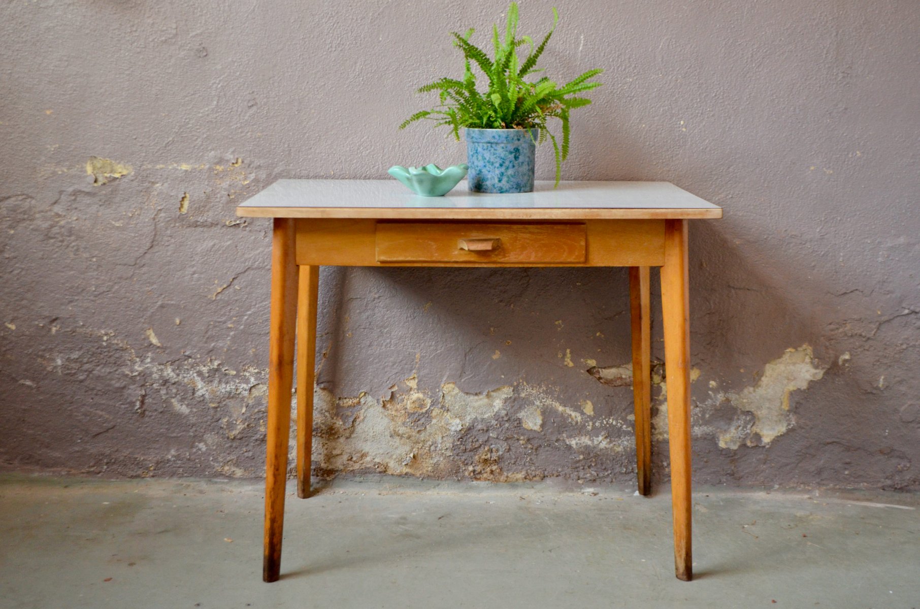 Vintage Formica Table with Compass Legs, 1960s for sale at Pamono