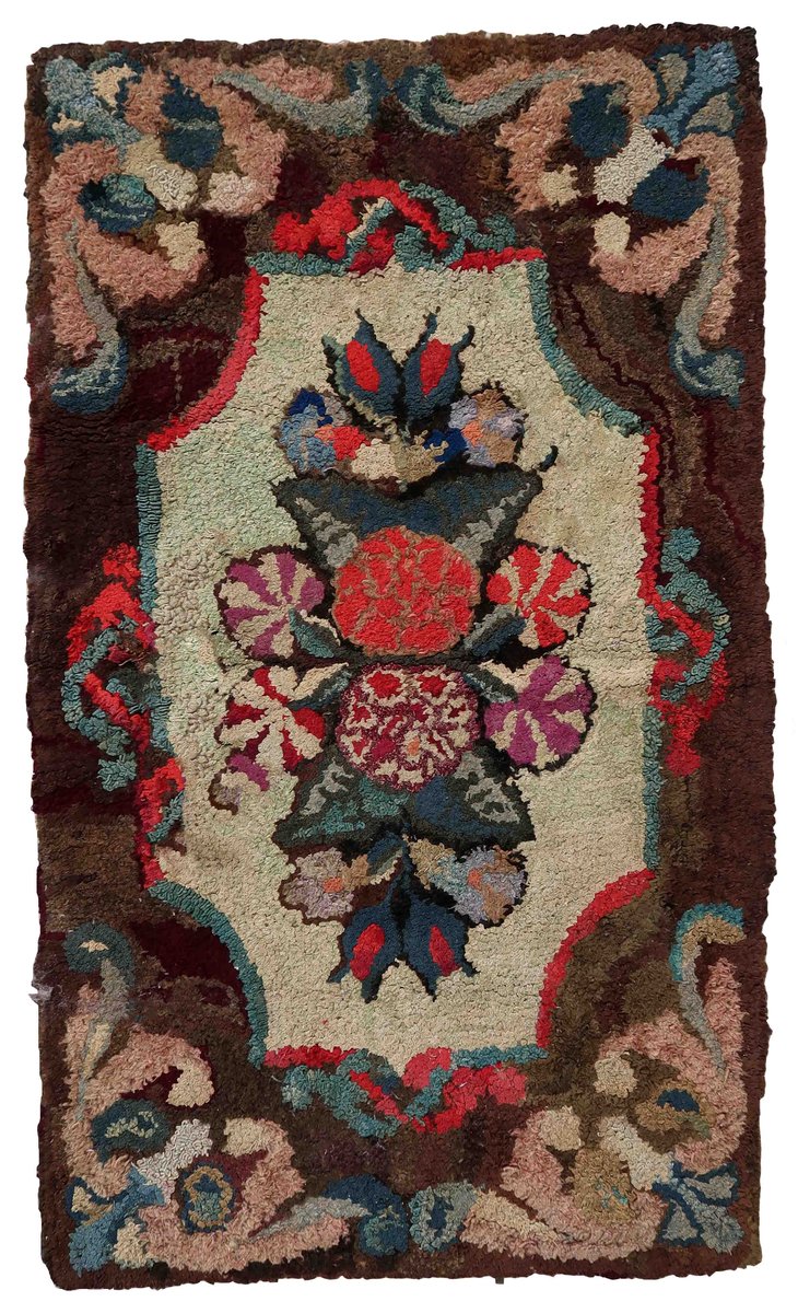 Antique American Hooked Rug, 1880s for sale at Pamono