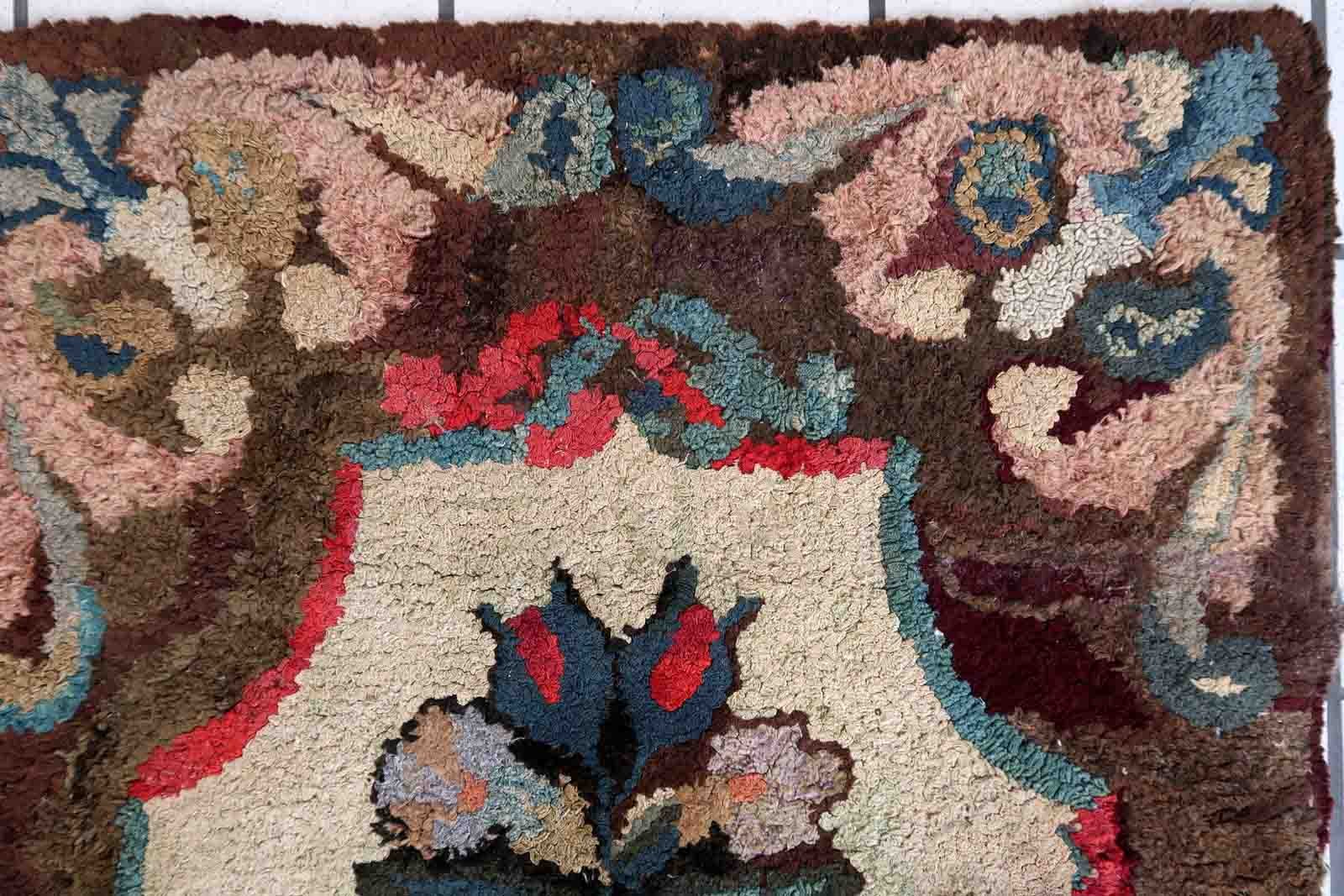 Antique American Hooked Rug, 1880s for sale at Pamono