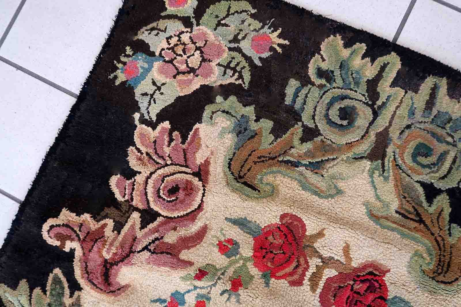 Antique American Hooked Rug, 1880s for sale at Pamono