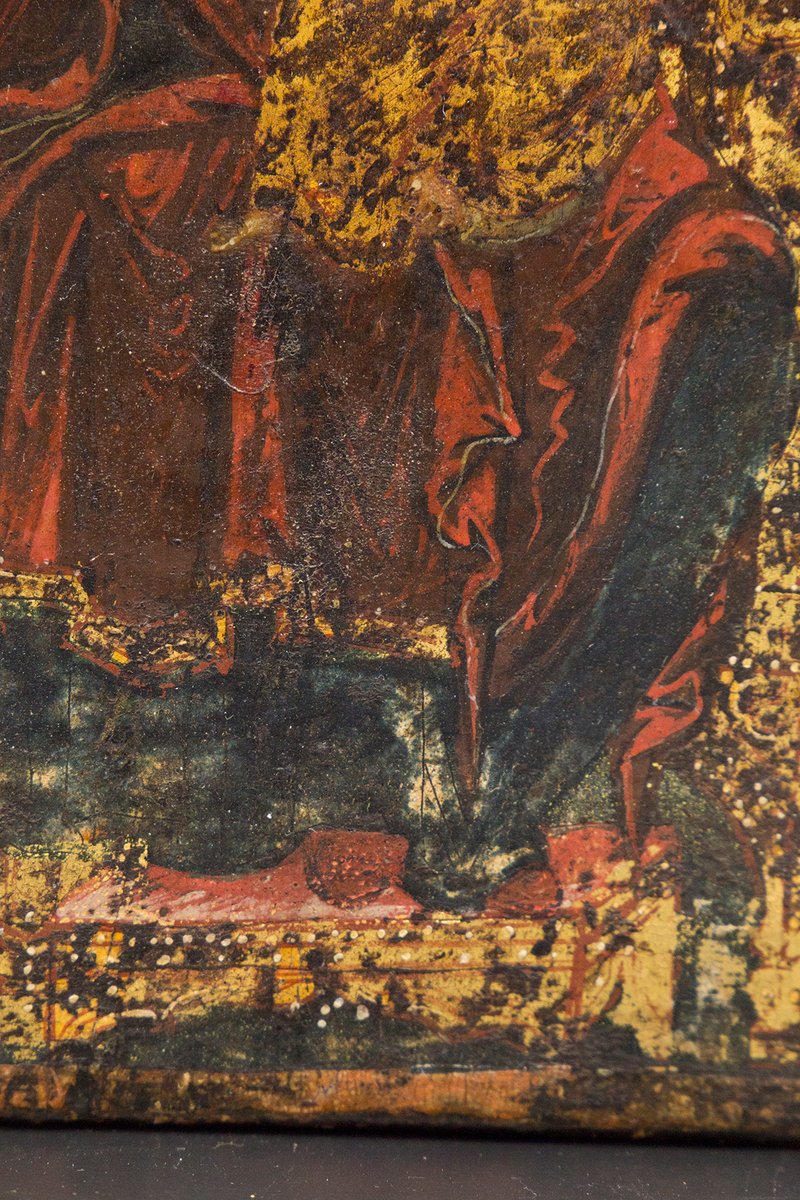 Icona con 12 apostoli e la Vergine Maria con Cristo, 1300-1400, dipinto ...