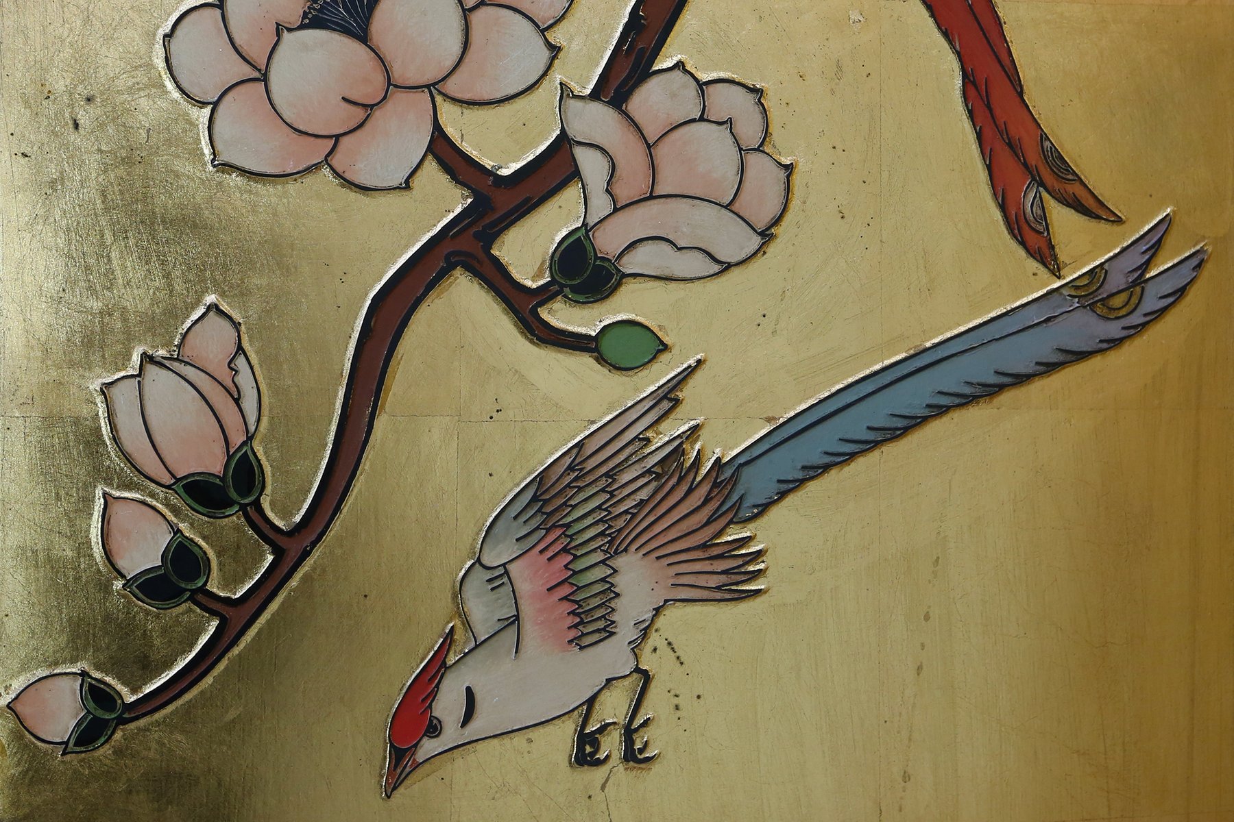 Large Chinese 6-Panel Gold Leaf and Black Lacquer Folding Screen / Room ...