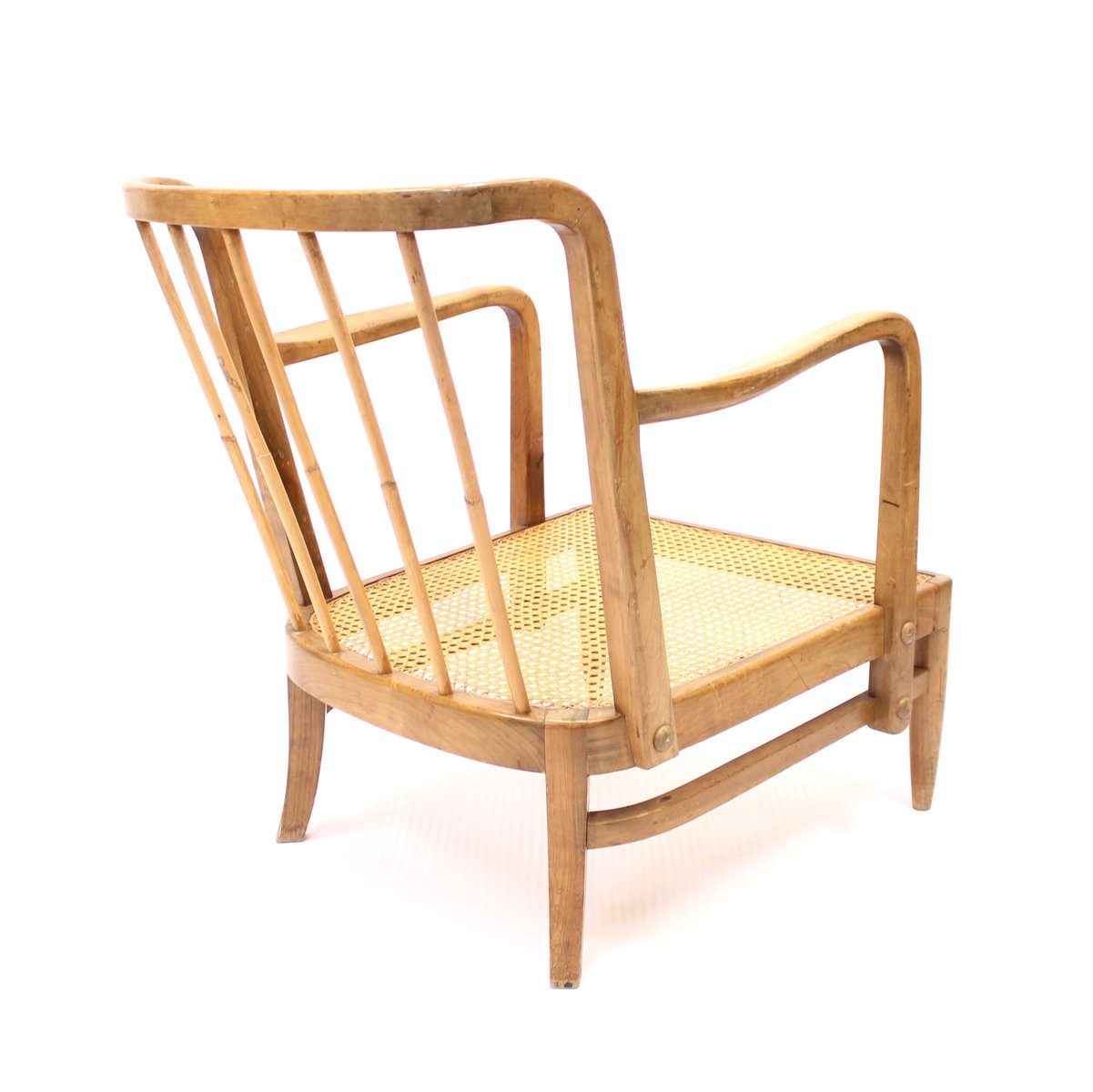 Swedish Modern Birch, Bambu & Rattan Longe Chair attributed to Otto ...