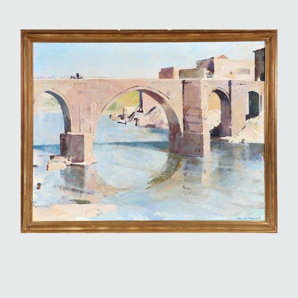 Harald Hansen, Landscape with Bridge, 20th Century, Oil on Canvas ...