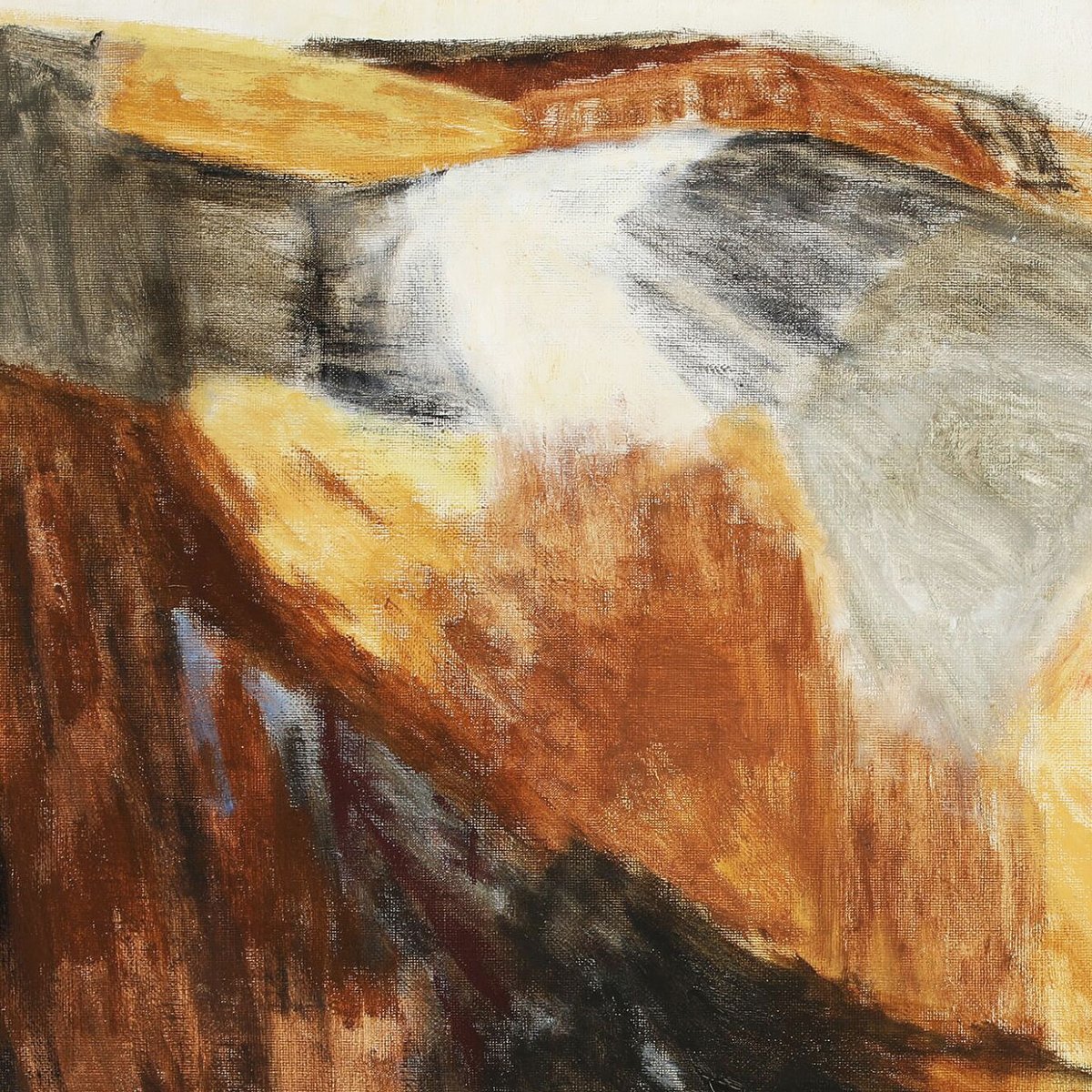 Preben Siiger, Mountains with Yellow, 1960s, Oil on Canvas, Framed for ...