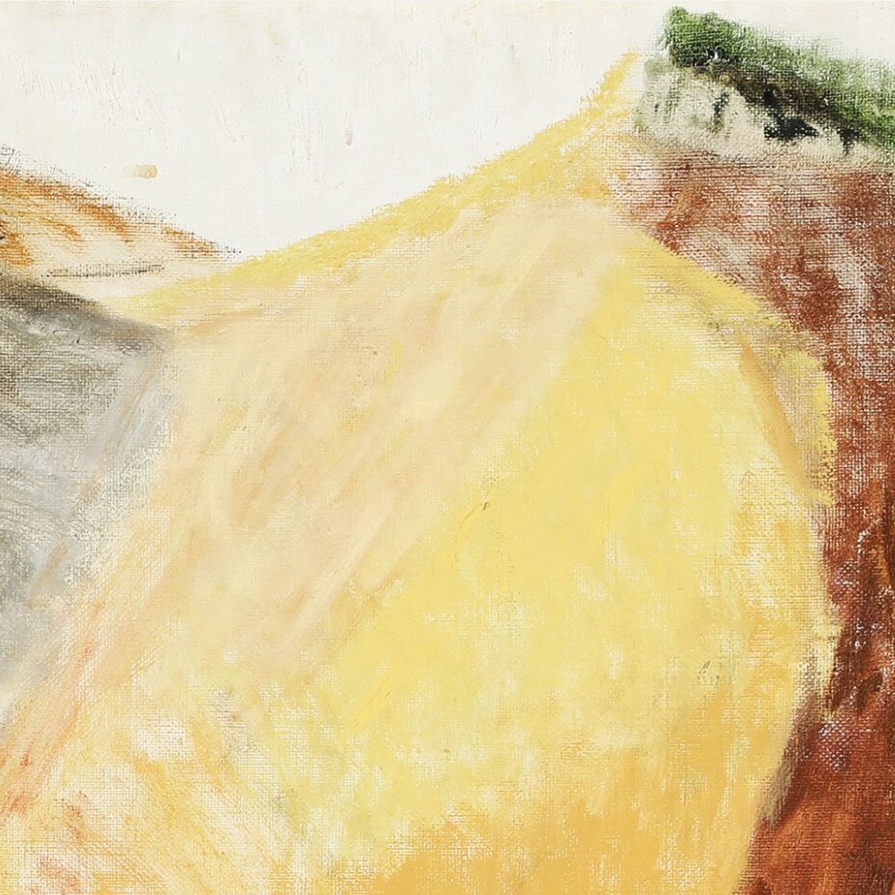 Preben Siiger, Mountains with Yellow, 1960s, Oil on Canvas, Framed for ...