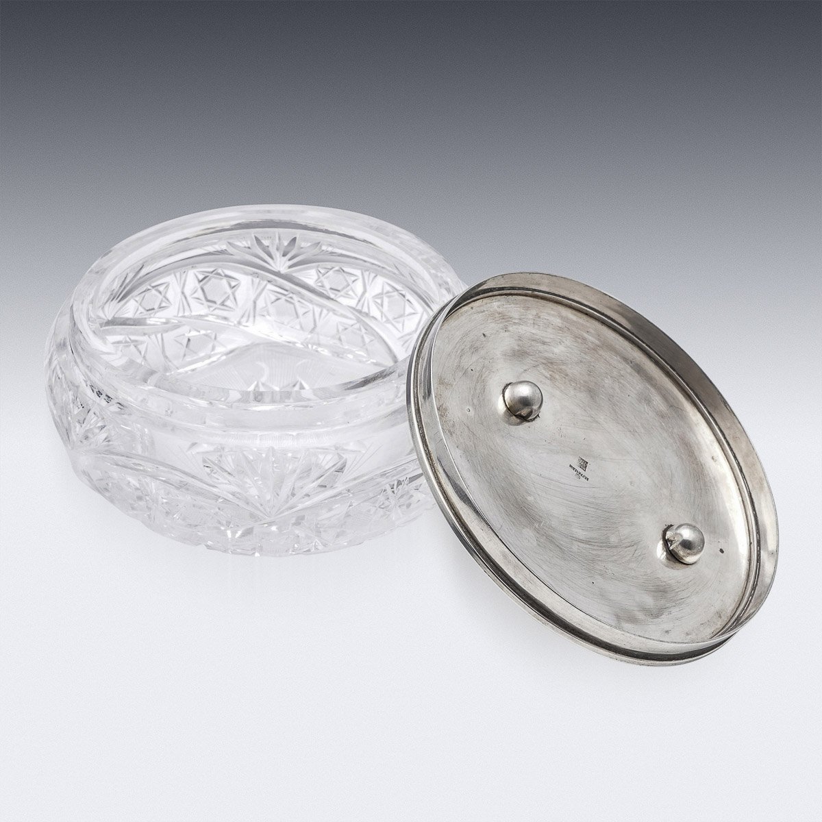 Russische Kaviarschale aus Silber & Glas von Grachev Brothers, 1895, 19 ...