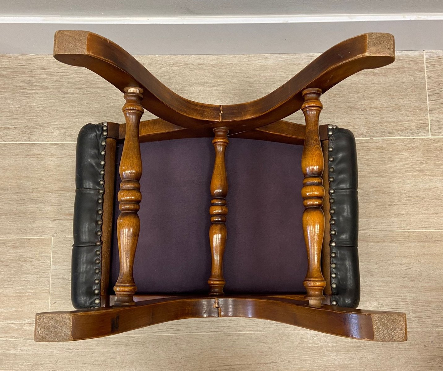 Brown Leather Escabel, 1970s for sale at Pamono