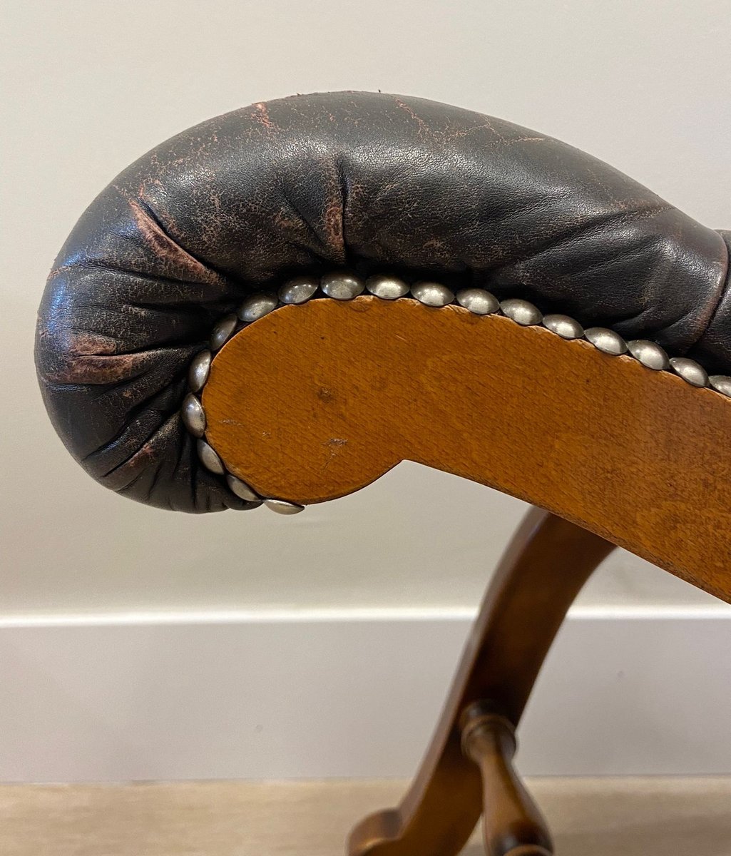 Brown Leather Escabel, 1970s for sale at Pamono