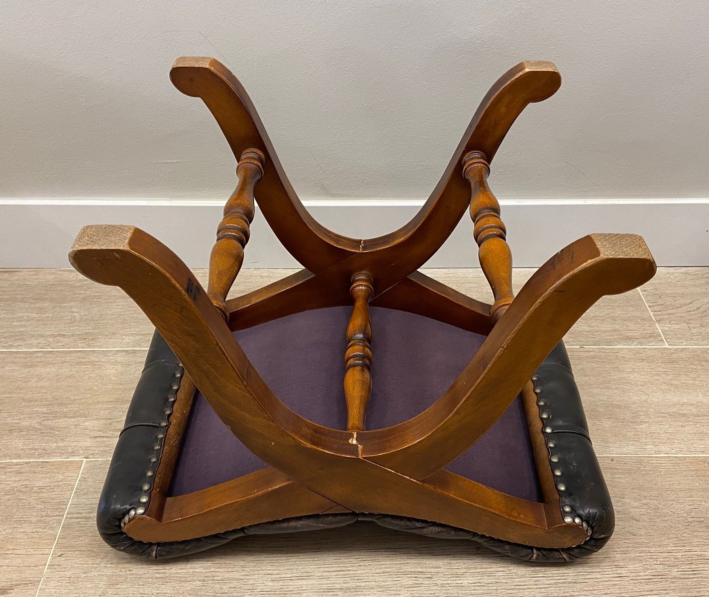 Brown Leather Escabel, 1970s for sale at Pamono