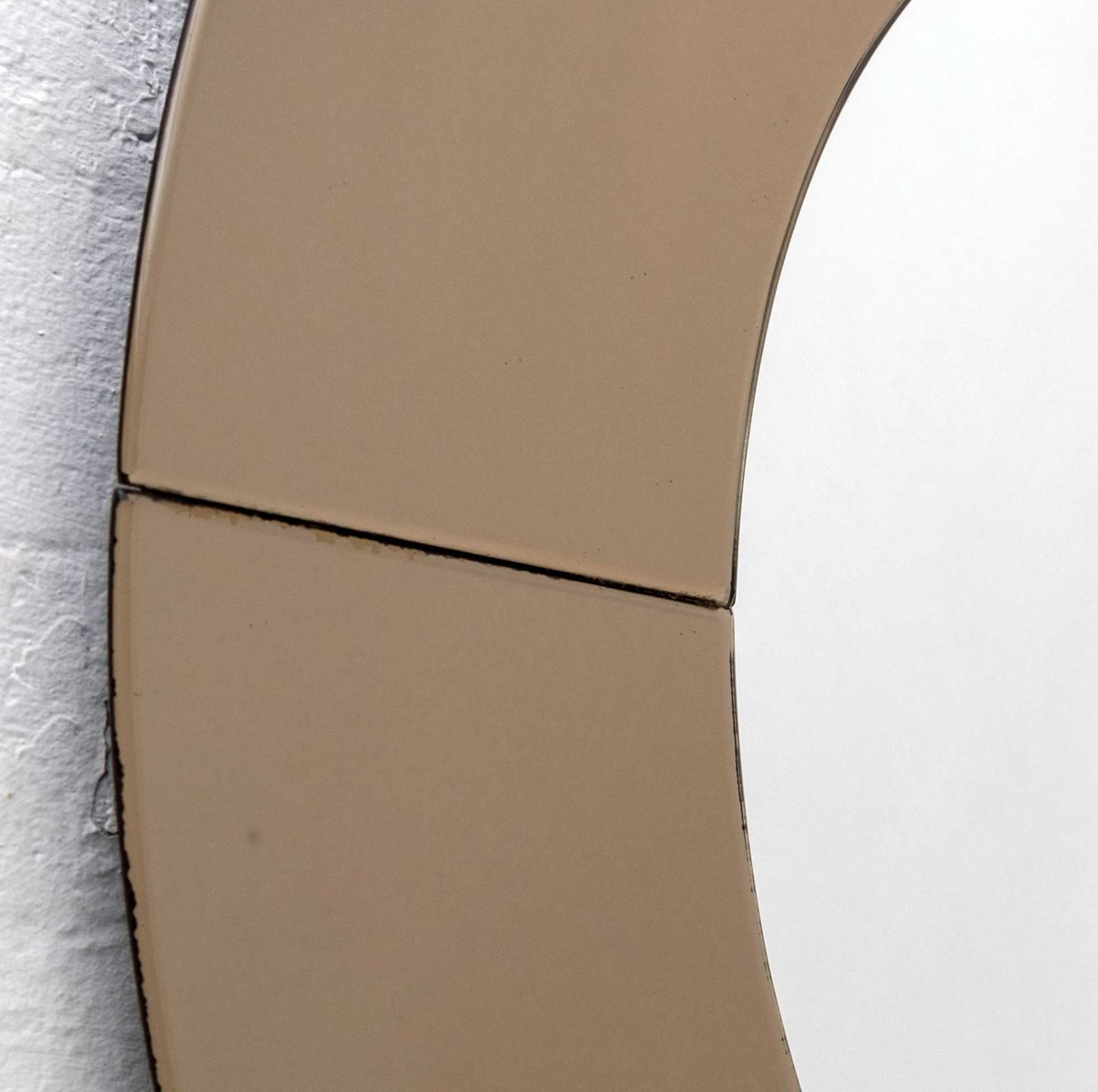 Mid-Century Modern Round Bronze Mirror, Italy, 1970s for sale at Pamono