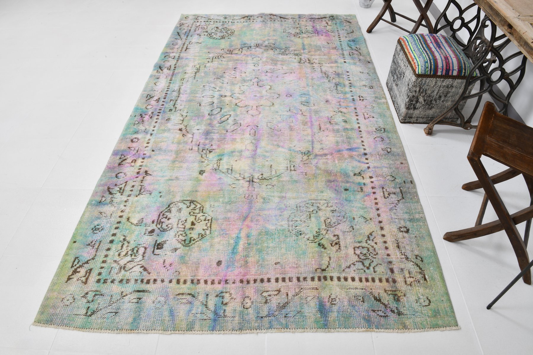 Vintage Overdyed Wool Rug for sale at Pamono