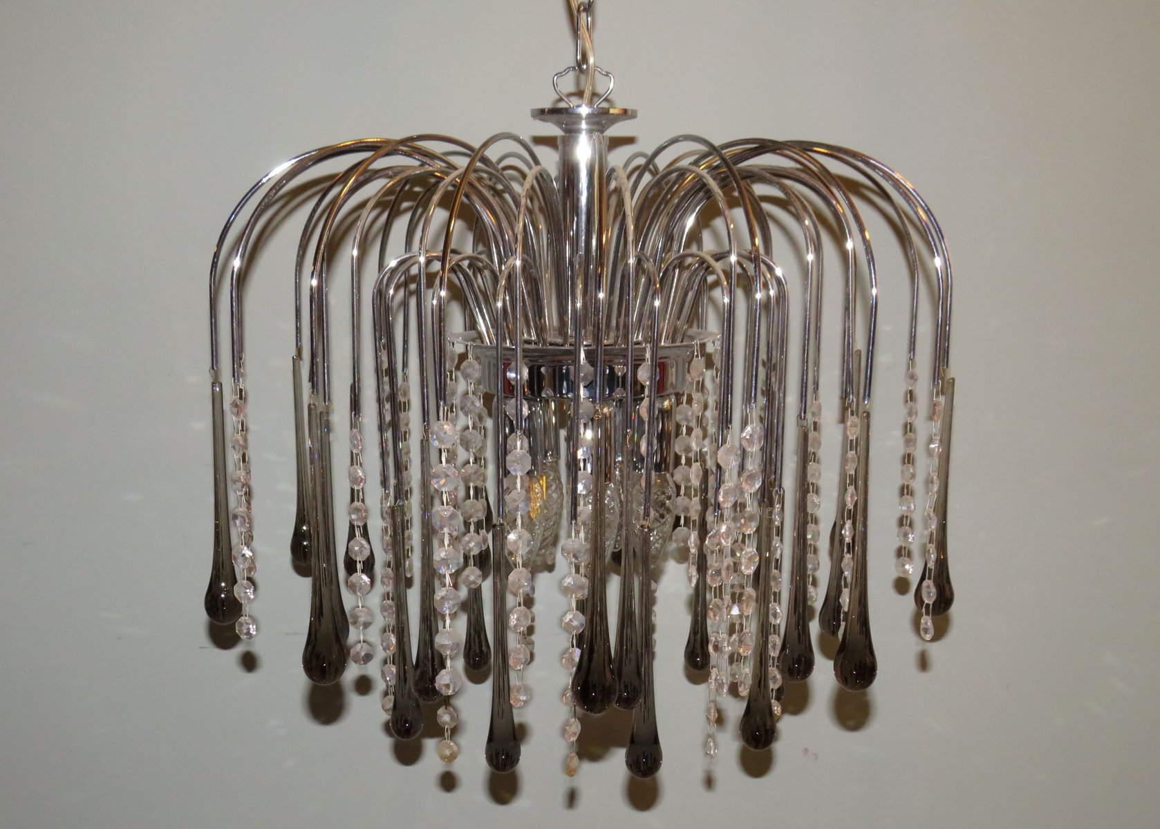 Italian Murano Glass Drop Waterfall Chandelier, 1960s for sale at Pamono
