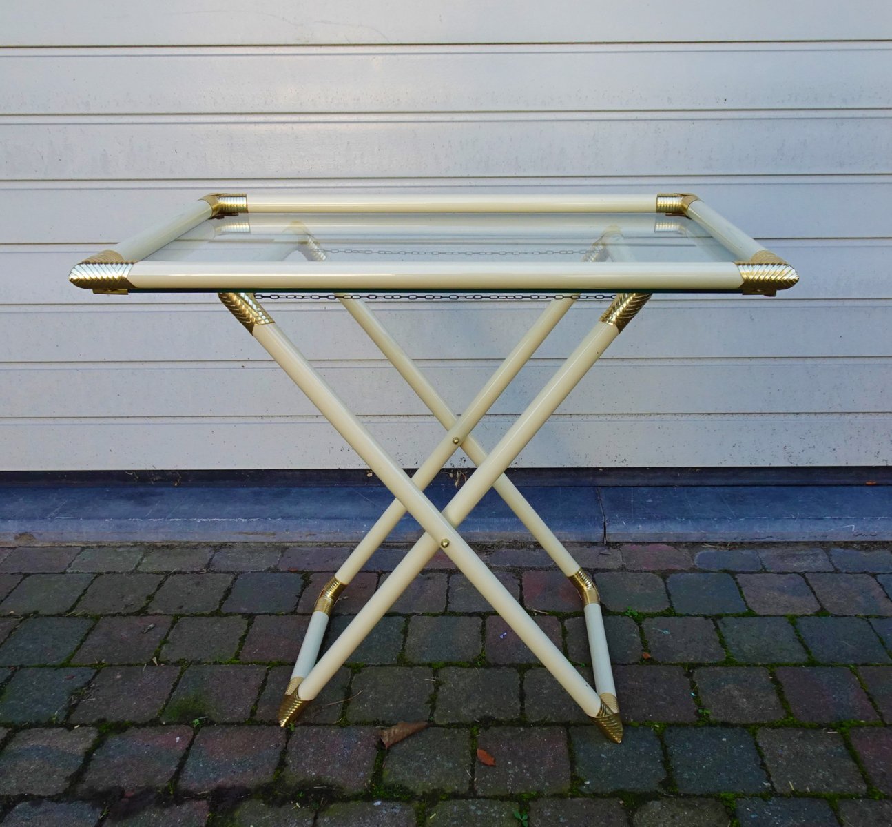 Vintage Lacquered Metal Butler Folding Table, 1970s for sale at Pamono