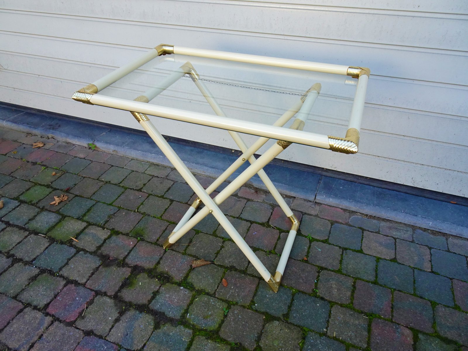 Vintage Lacquered Metal Butler Folding Table, 1970s for sale at Pamono