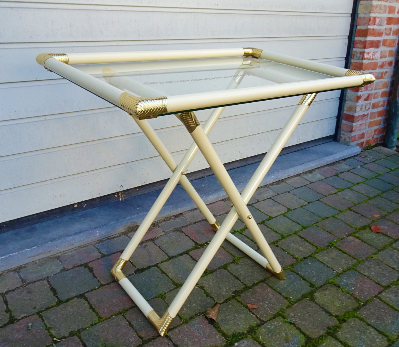 Vintage Lacquered Metal Butler Folding Table, 1970s for sale at Pamono