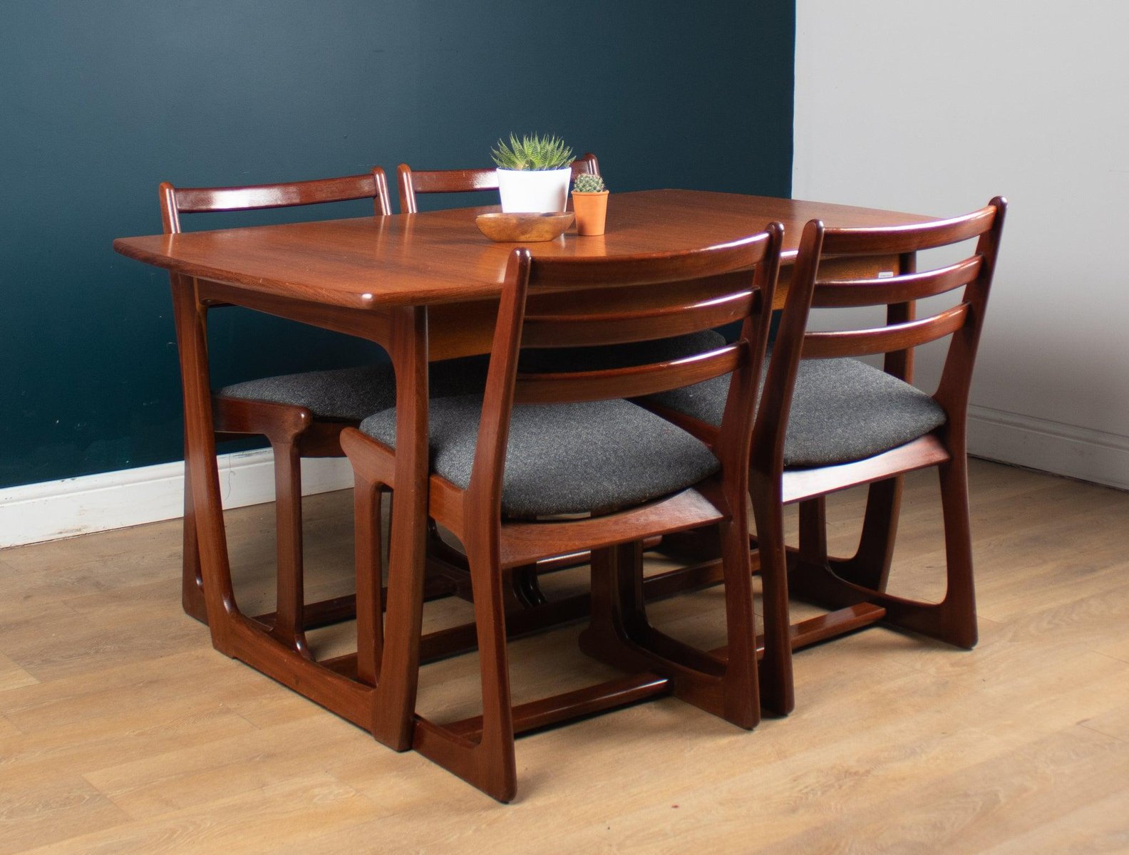 Teak Extendable Dining Table and Chairs from Portwood, 1960s, Set of 5 ... Teak Extendable Dining Table and Chairs from Portwood, 1960s, Set of 5 ...