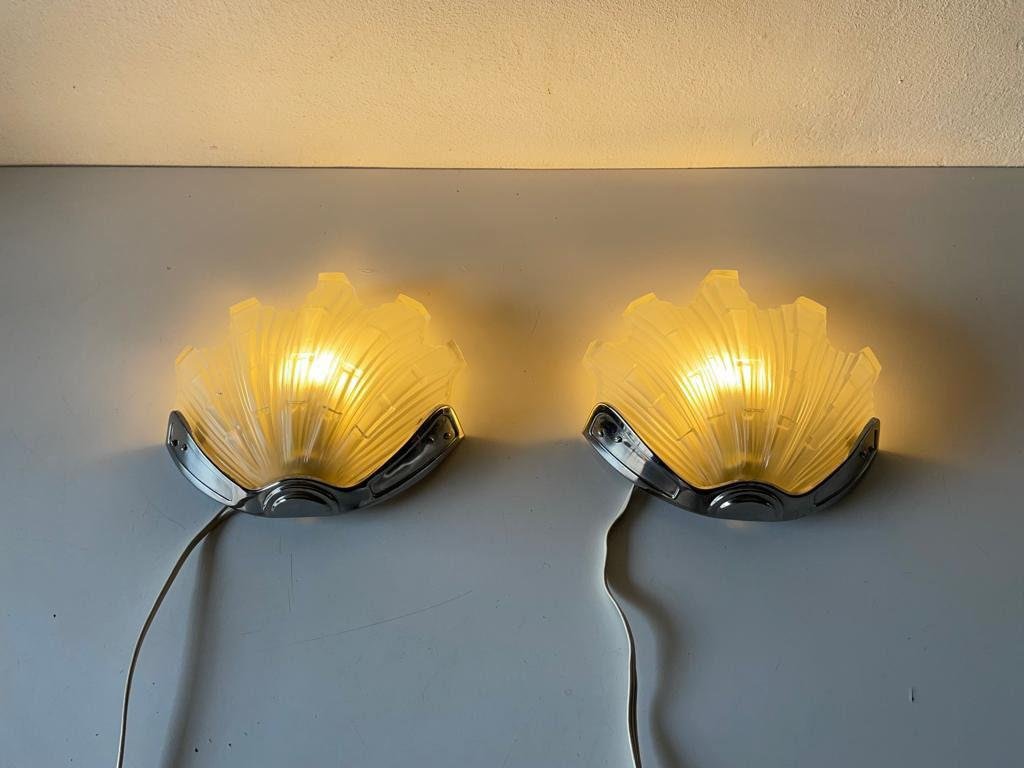 Art Deco Style Shell Sconces, Germany, 1960s, Set of 2 for sale at Pamono