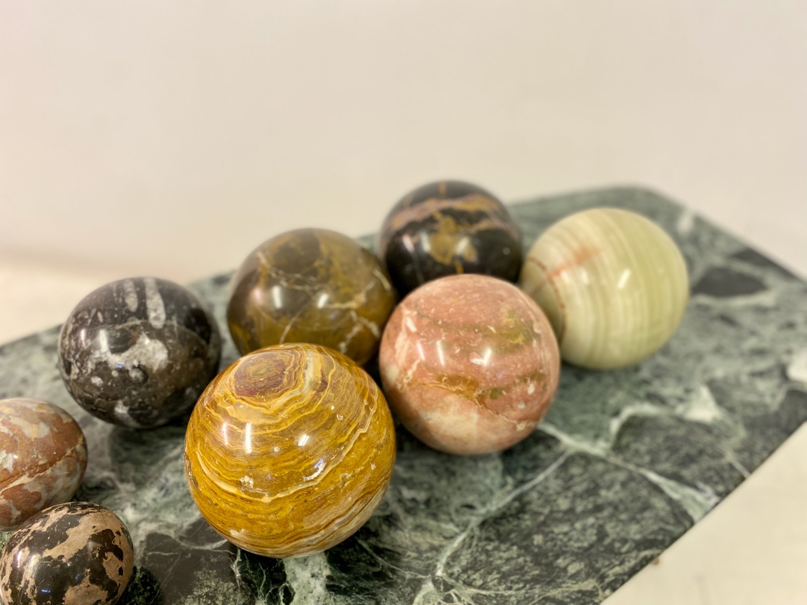 Selection of Specimen Marble and Stone Spheres, Set of 10 for sale at ...