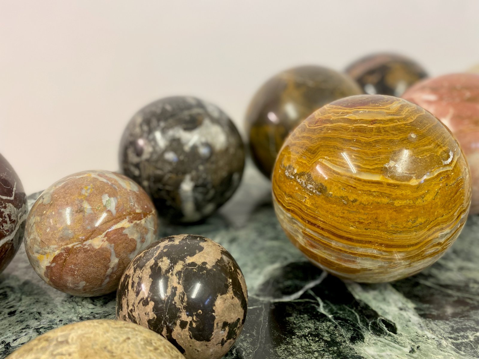Selection of Specimen Marble and Stone Spheres, Set of 10 for sale at ...