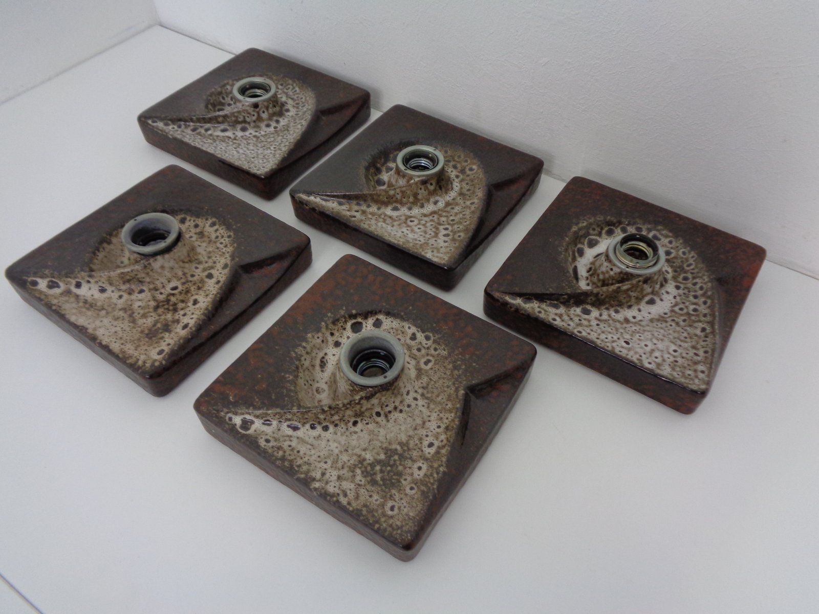 German Pop Art Ceramic Wall Lamps, 1970s, Set of 5 for sale at Pamono