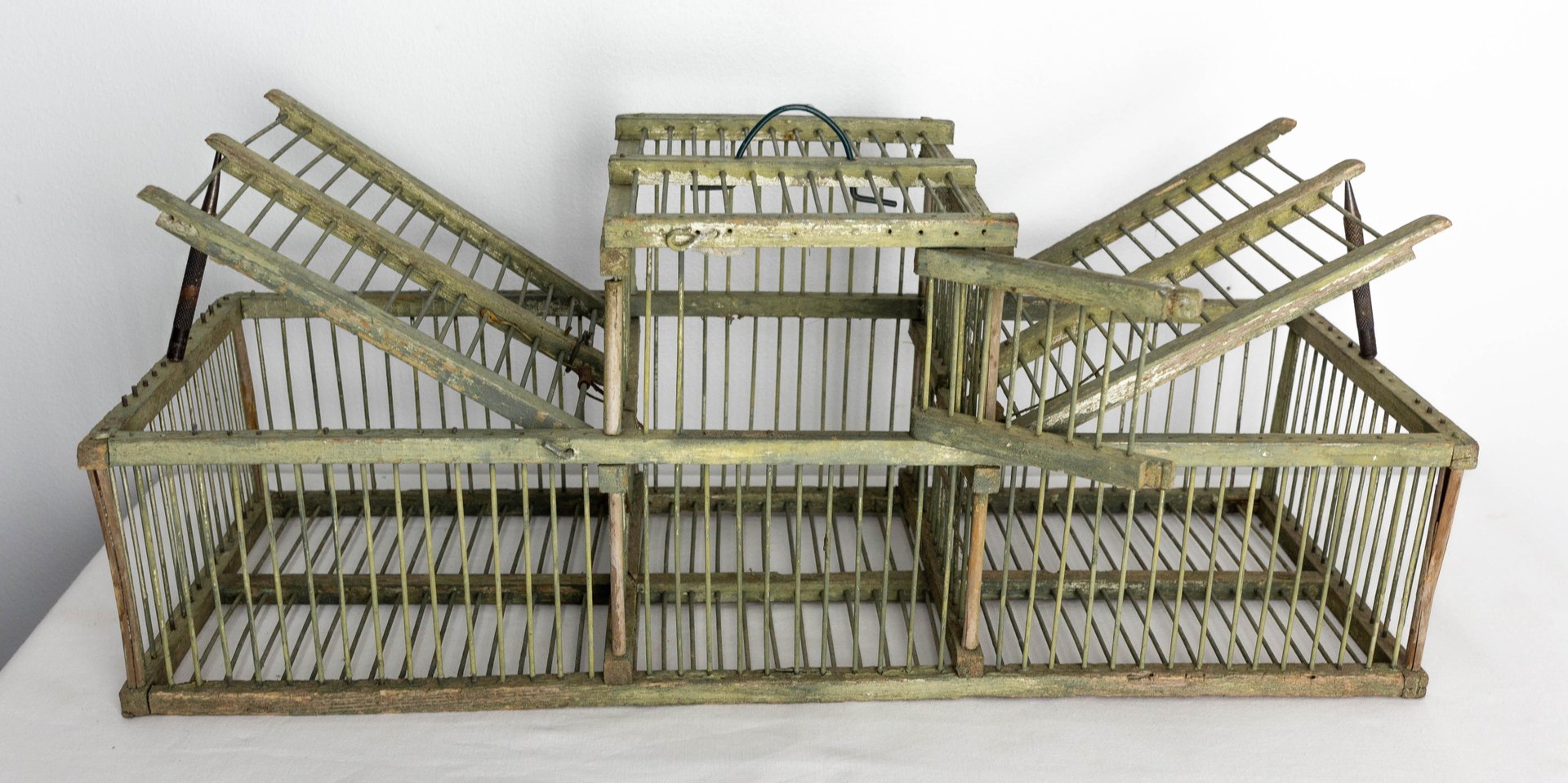Antique French Country Beech & Iron Bird Cage, 1890s for sale at Pamono