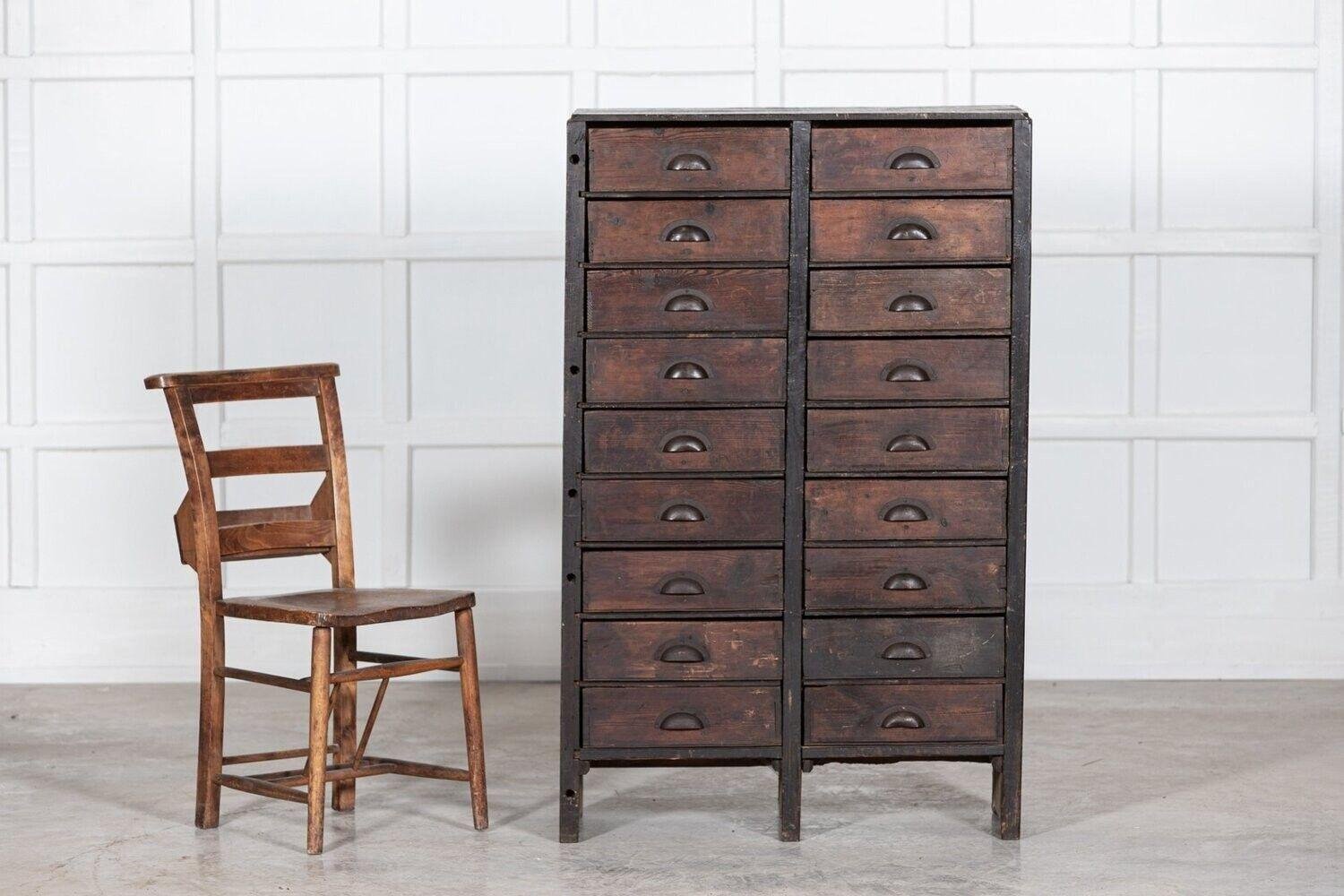 English Scratch Built Pine Bank Drawers, 1880s for sale at Pamono