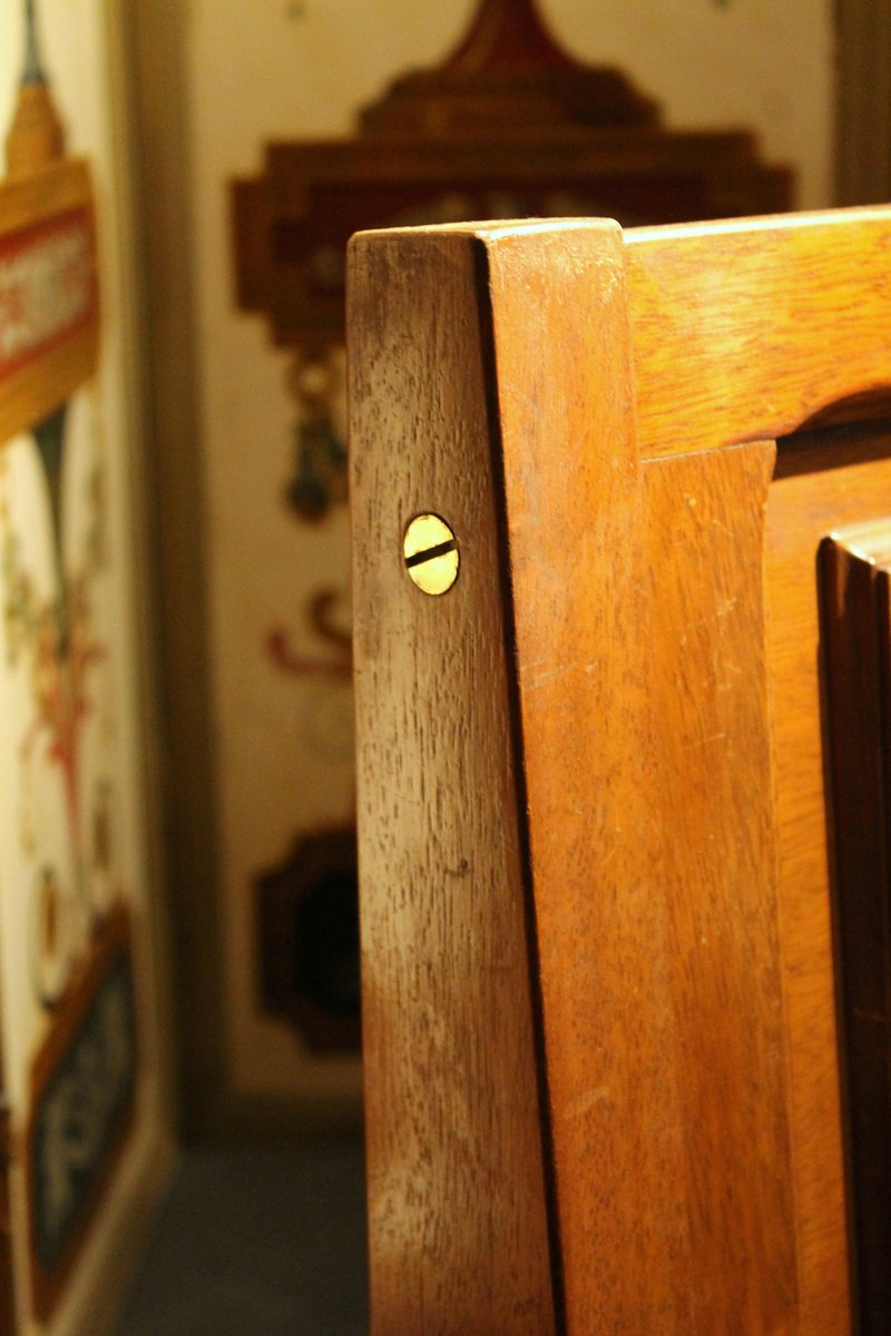 Vintage Italian Modern High Back Bench in Wood, 1950s for sale at Pamono