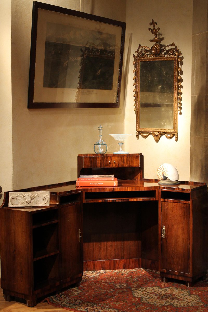 Art Deco Veneer Writing Desk or Vanity Table, 1920s for sale at Pamono