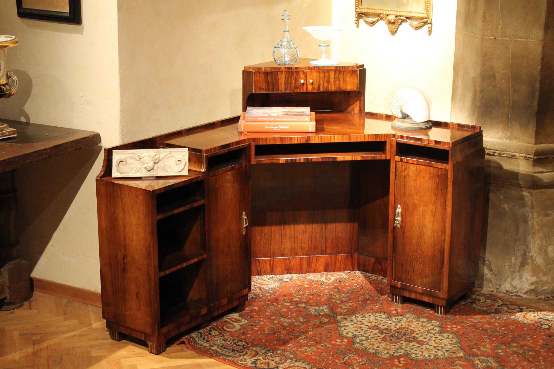 Art Deco Veneer Writing Desk or Vanity Table, 1920s for sale at Pamono