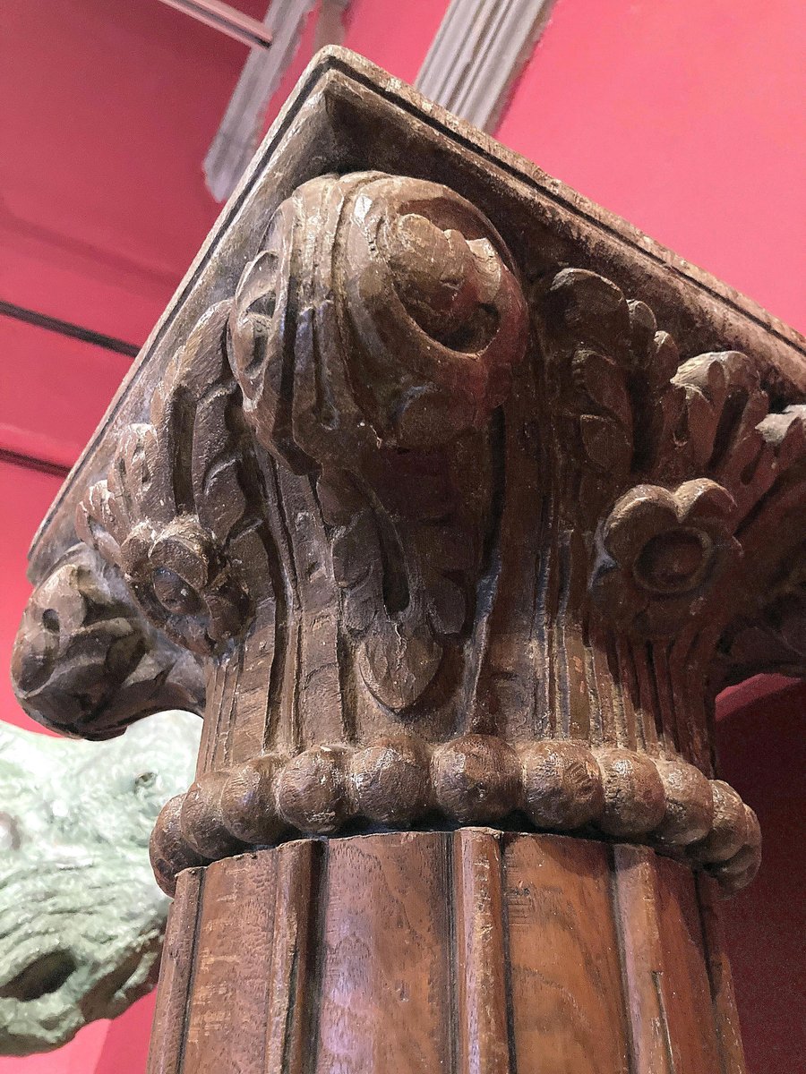 19th Century Italian Architectural Corinthian Wood Columns on Sandstone ...