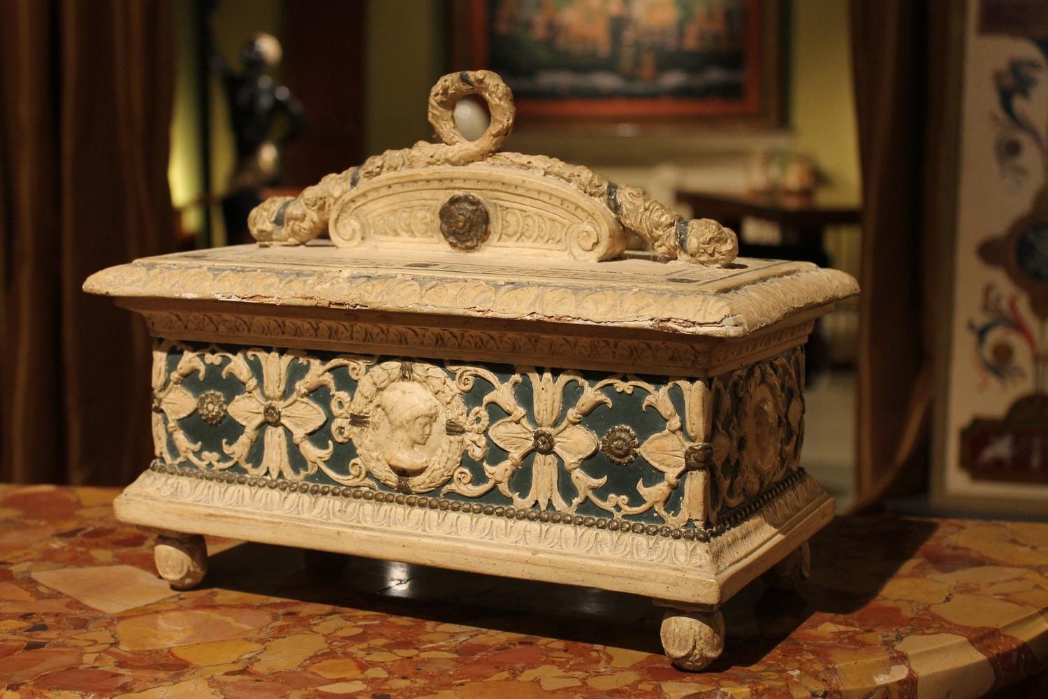 19th Century Italian Renaissance Style Wood Lacquer and Painted Gesso ...