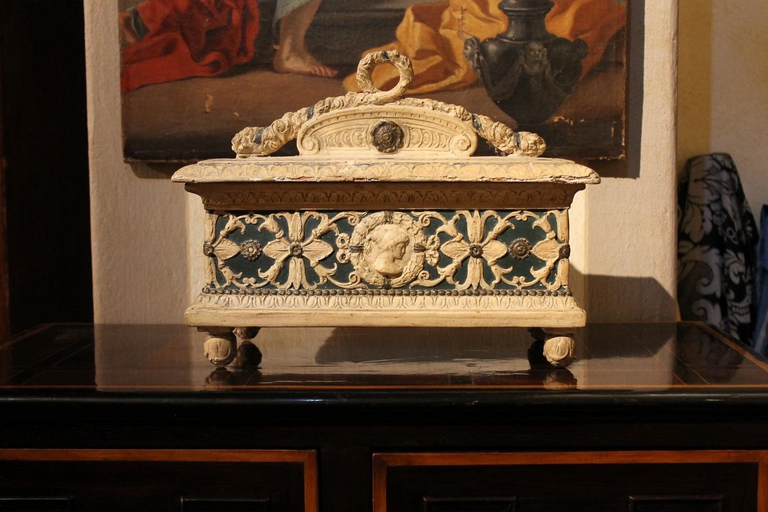 19th Century Italian Renaissance Style Wood Lacquer and Painted Gesso ...