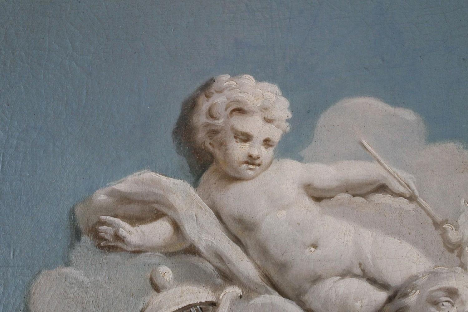 French Artist, Blue and White Composition with Cherub, 19th Century ...
