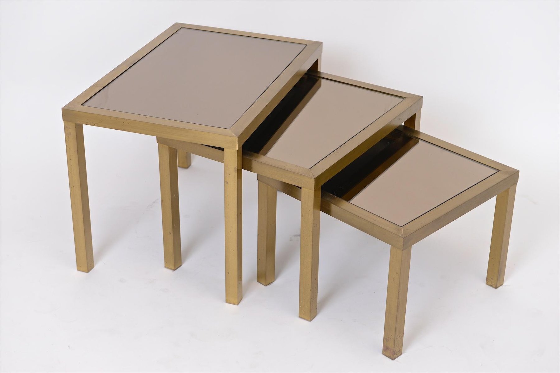 Satztische aus Bronze & Messing, 1970er, 3er Set bei Pamono kaufen