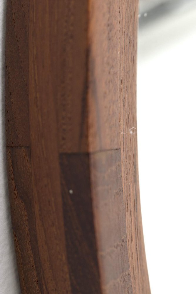 Round Mirror with Teak Frame for sale at Pamono