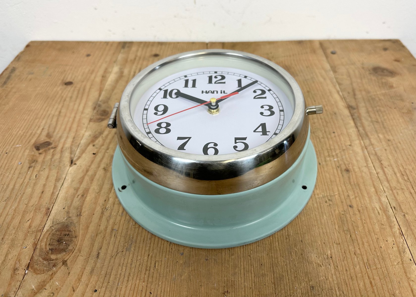 Vintage Blue Hanil Navy Wall Clock, 1980s for sale at Pamono