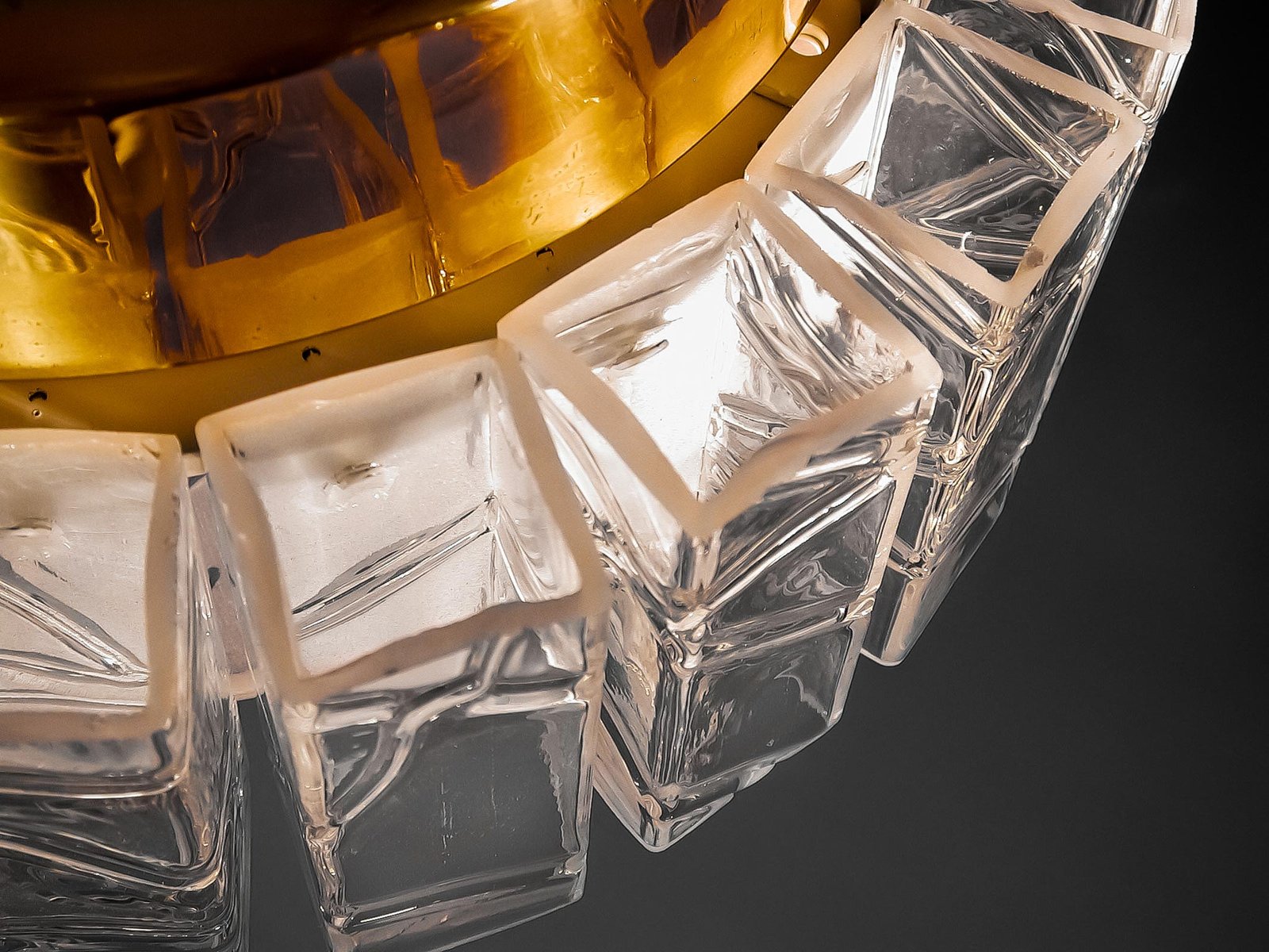 Vintage German Round Ceiling Lamp with Structured Glass Blocks from ...