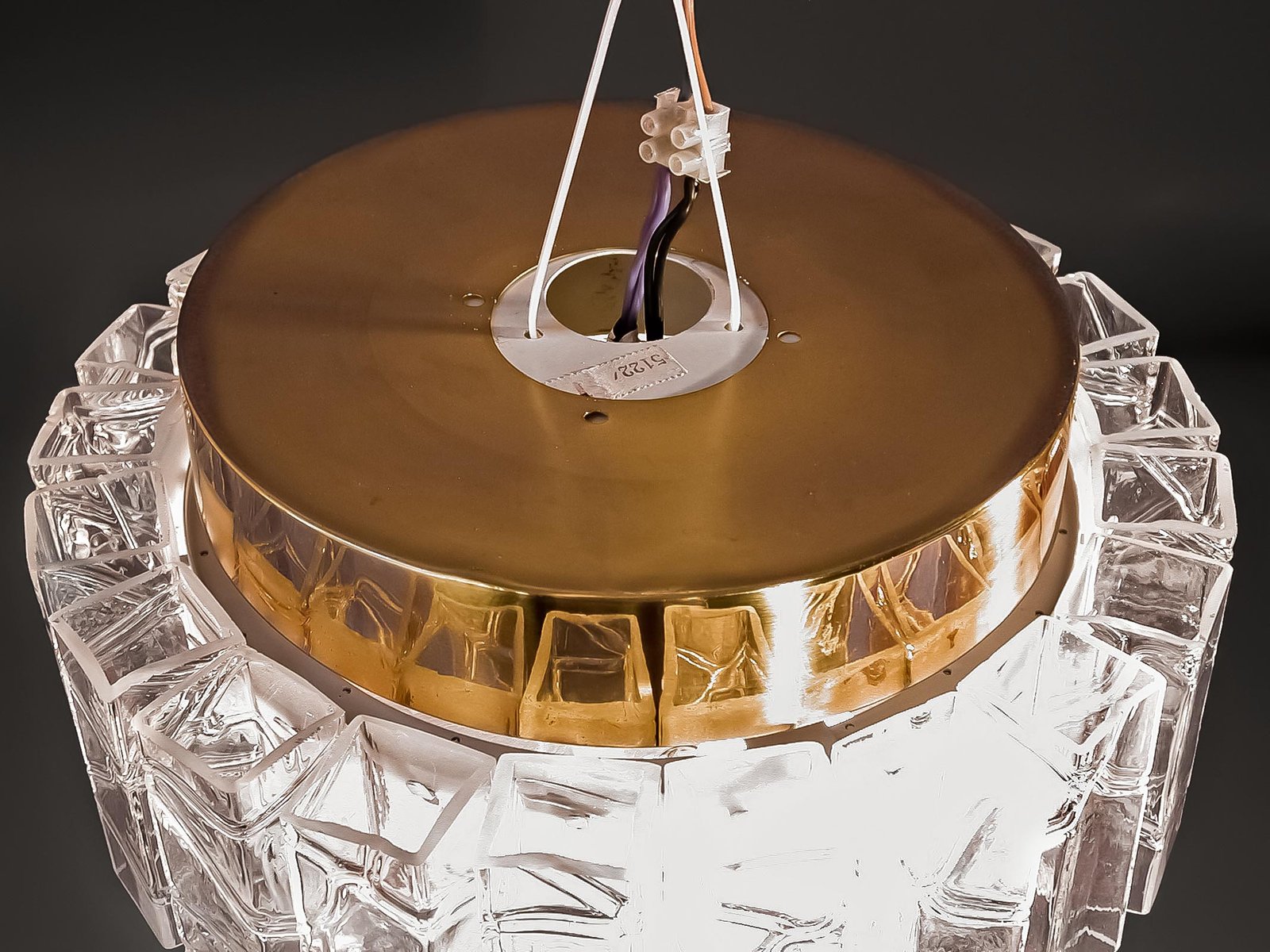 Vintage German Round Ceiling Lamp with Structured Glass Blocks from ...