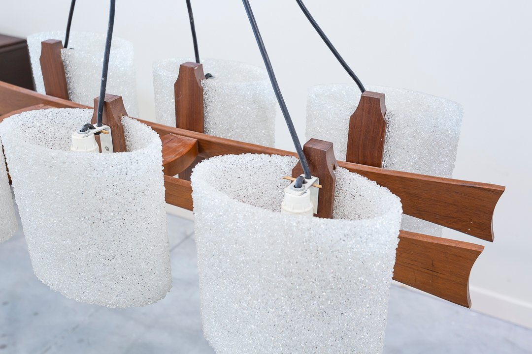 Danish Resin and Teak Wood Ceiling Lamp, 1950s for sale at Pamono